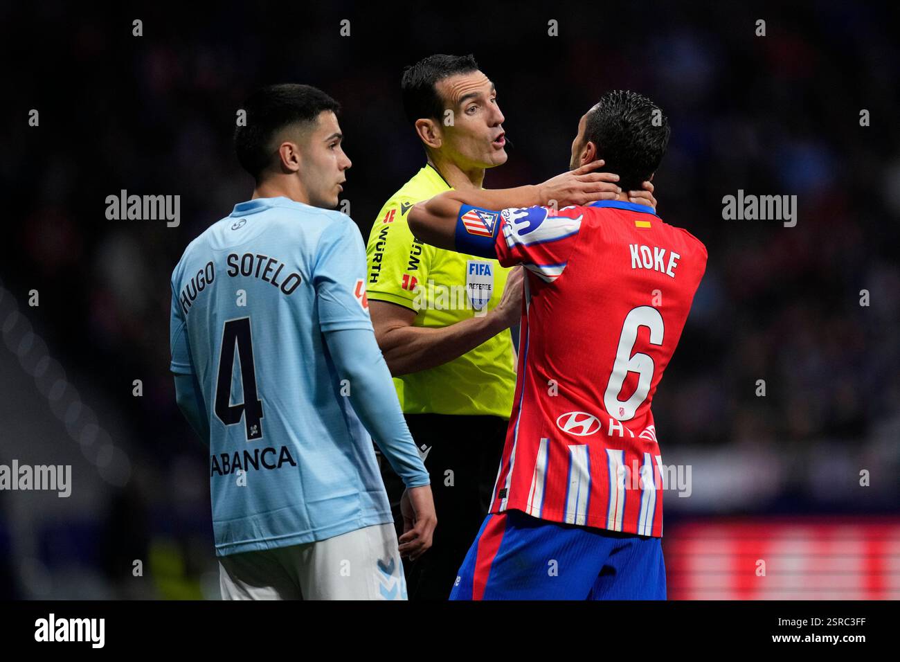Madrid, Spain. 15th Feb, 2025. Hugo Sotelo of RC Celta and Marcos ...