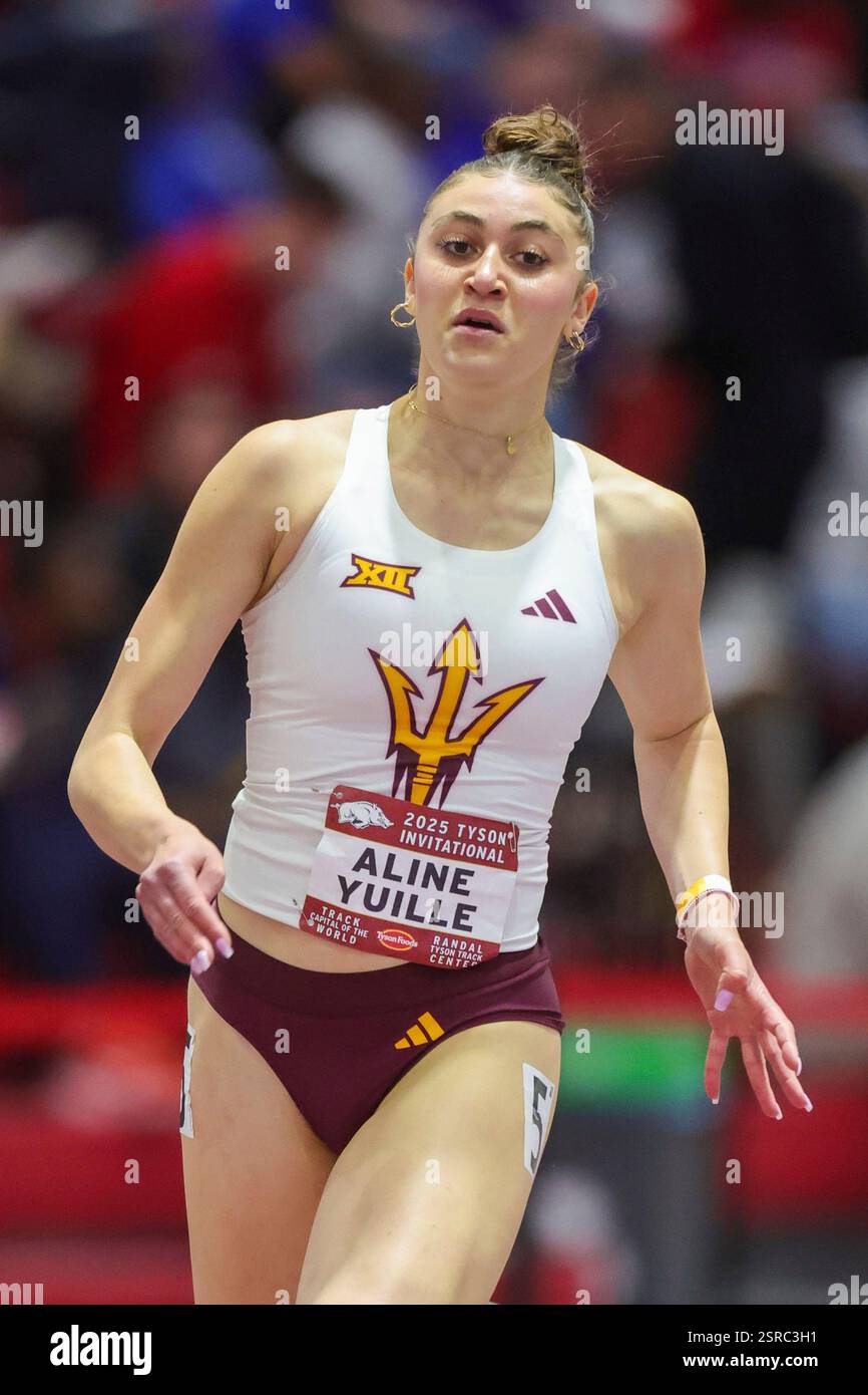 February 14, 2025: Arizona State runner Aline Yuille comes around the ...