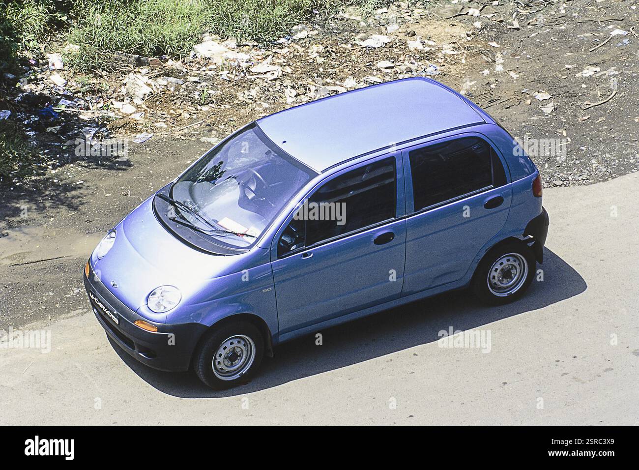 Daewoo Matiz blue coloured car parked on street, Mumbai, Bombay India ...