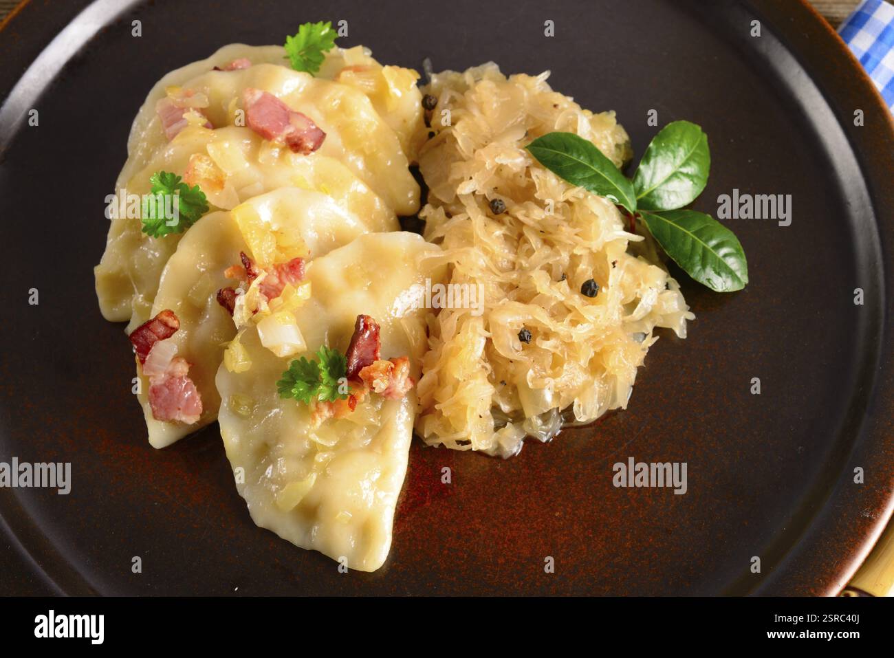 Pierogi.Polish dish pierogi with sauerkraut and mushrooms Stock Photo ...