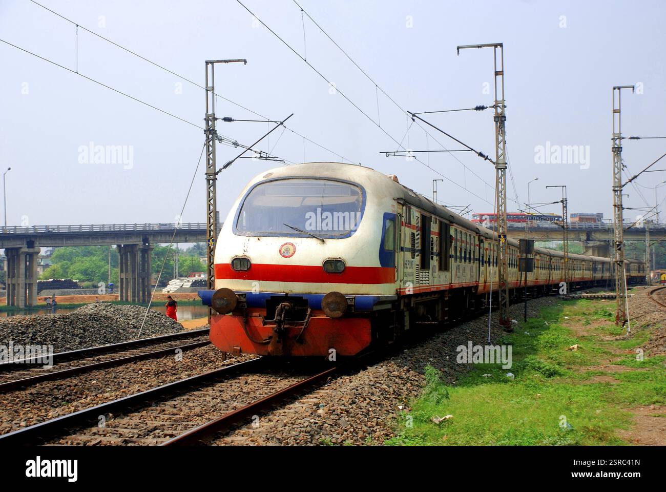Passenger train on track, Calcutta Kolkata, West Bengal, India, Asia ...