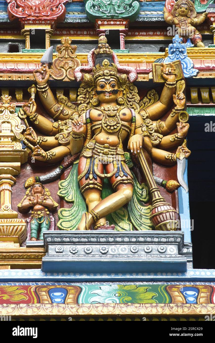 Virabhadra or veerabhadra stucco figures on gopuram of meenakshi temple ...
