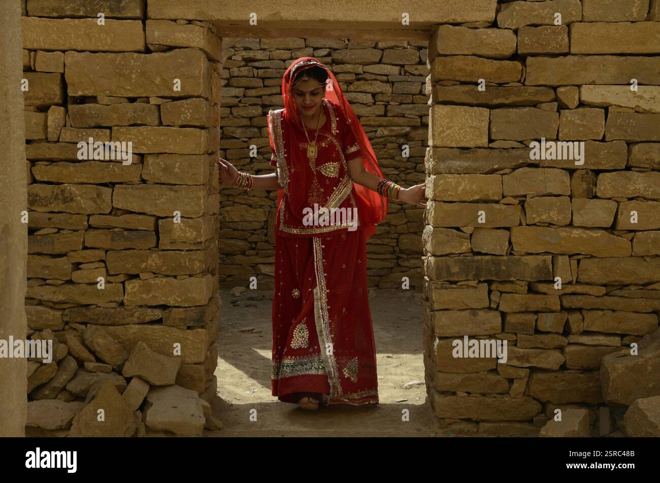 Woman in village house, Kuldhara, Jaisalmer, Rajasthan, India, Asia Stock Photo - Alamy