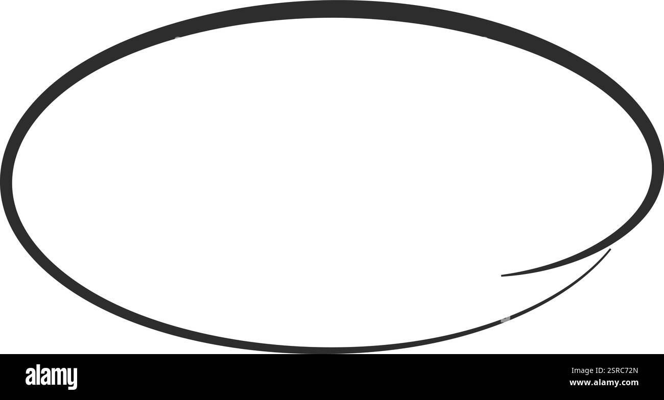 Oval speech bubble pointing right with thick lines, hand drawn doodle ...