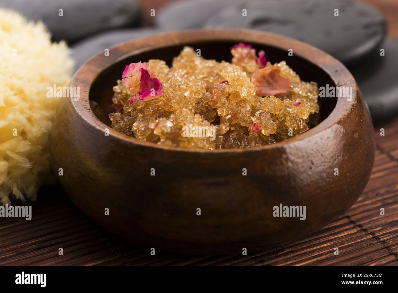 Homemade body peeling with sugar, olive oil and rose petal Stock Photo ...