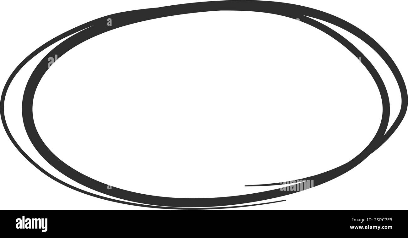 Irregular black oval shape is drawn with a felt tip pen on a white ...