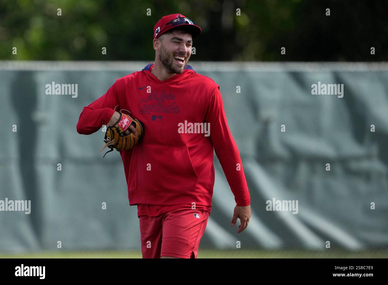 St. Louis Cardinals outfielder Michael Siani laughs during a spring ...