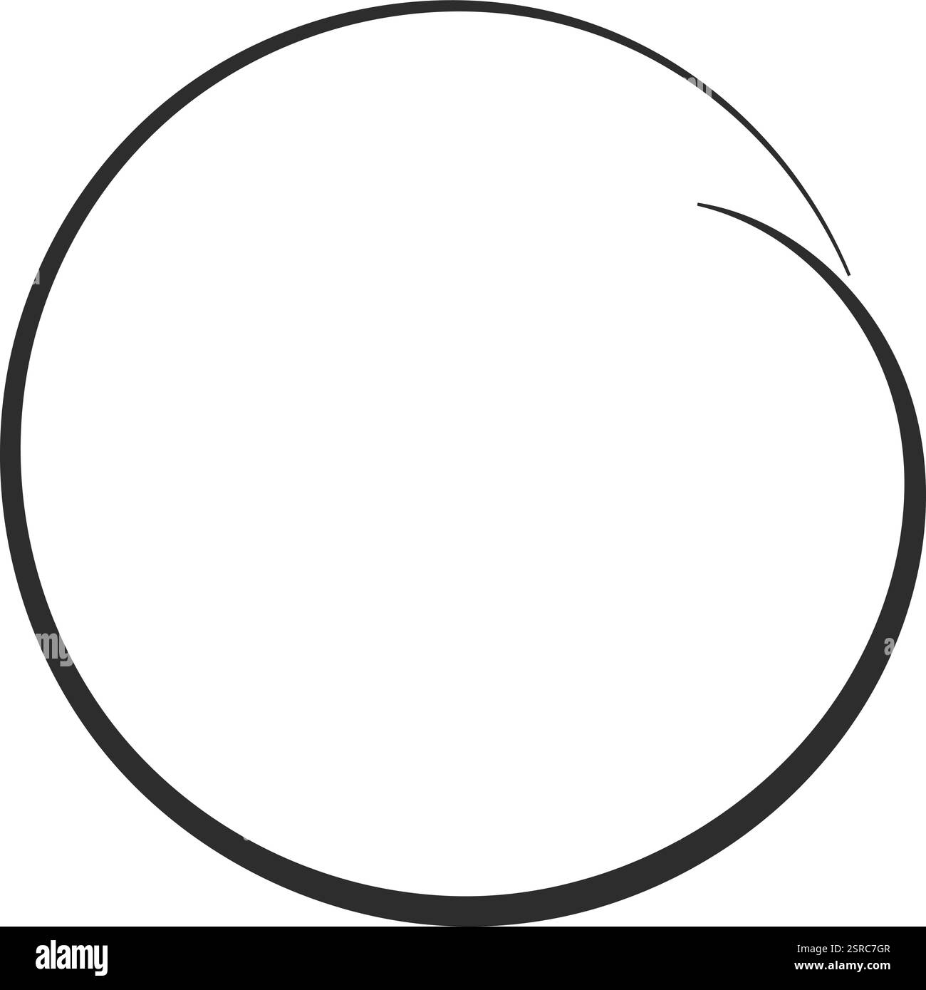 Simple, hand drawn circle with a slightly overlapping line segment ...