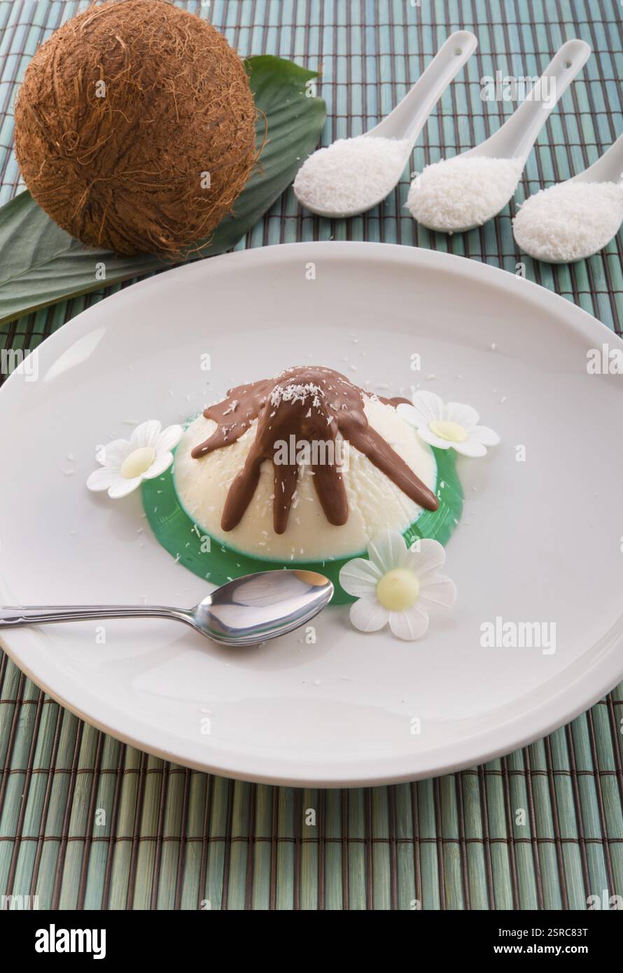 Kissel with coconut palm curd Stock Photo - Alamy