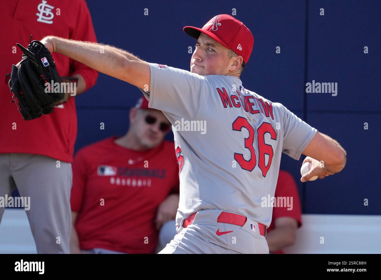 St. Louis Cardinals pitcher Michael McGreevy throws during a spring ...