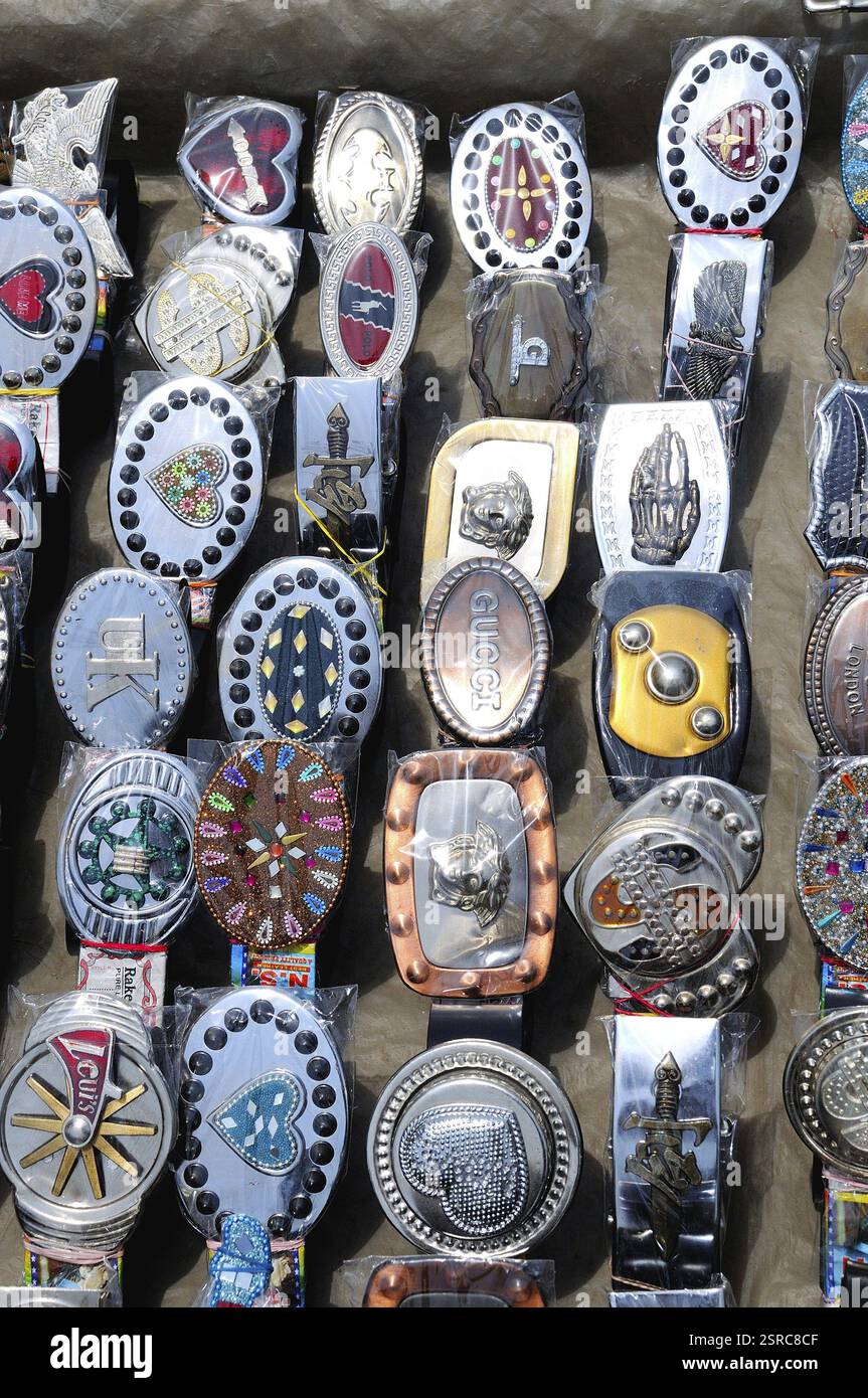 Buckles in different colours and metals, Delhi, India, Asia Stock Photo ...