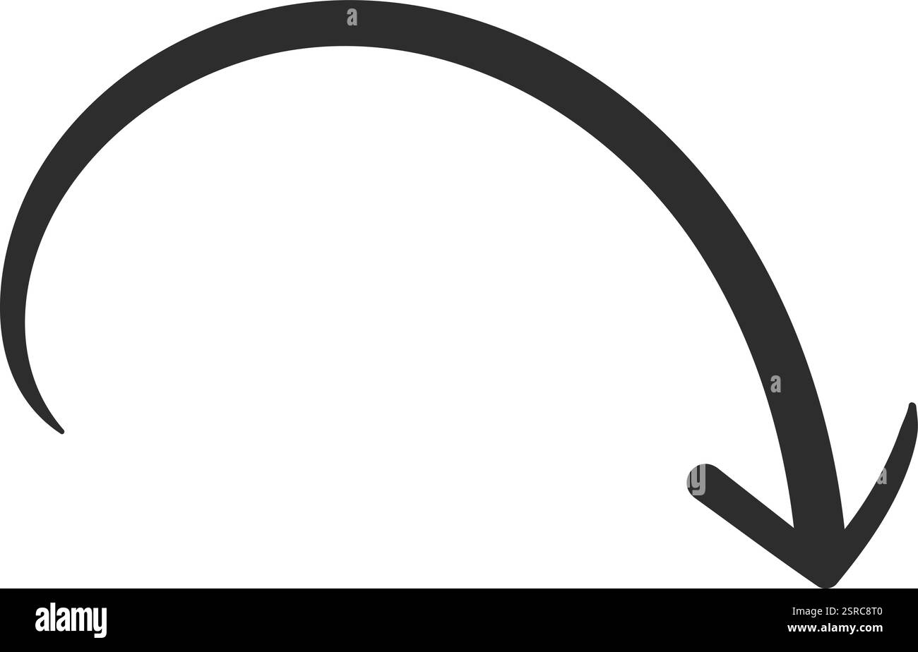 Curved arrow pointing downward, featuring a clean and modern design ...