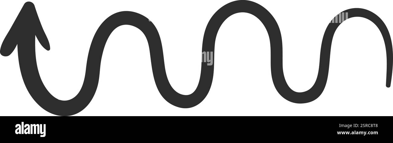 Wavy arrow pointing upwards representing a difficult and tortuous path ...