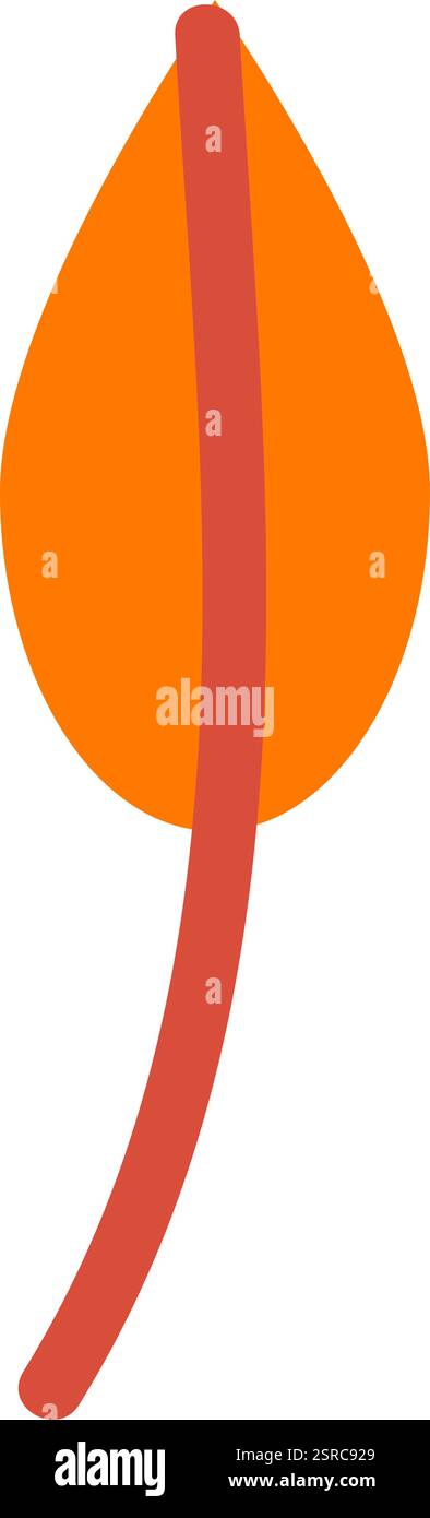 Simple cartoon illustration featuring an orange leaf with a gently ...