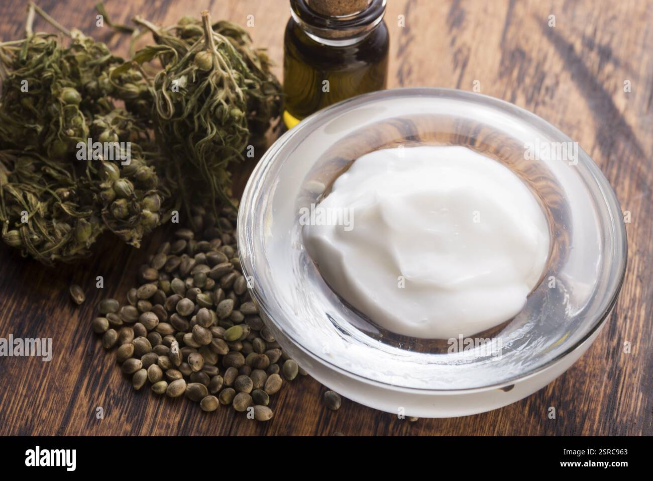 Cannabis oinment natural product. Cosmetic cream from natural hemp ...