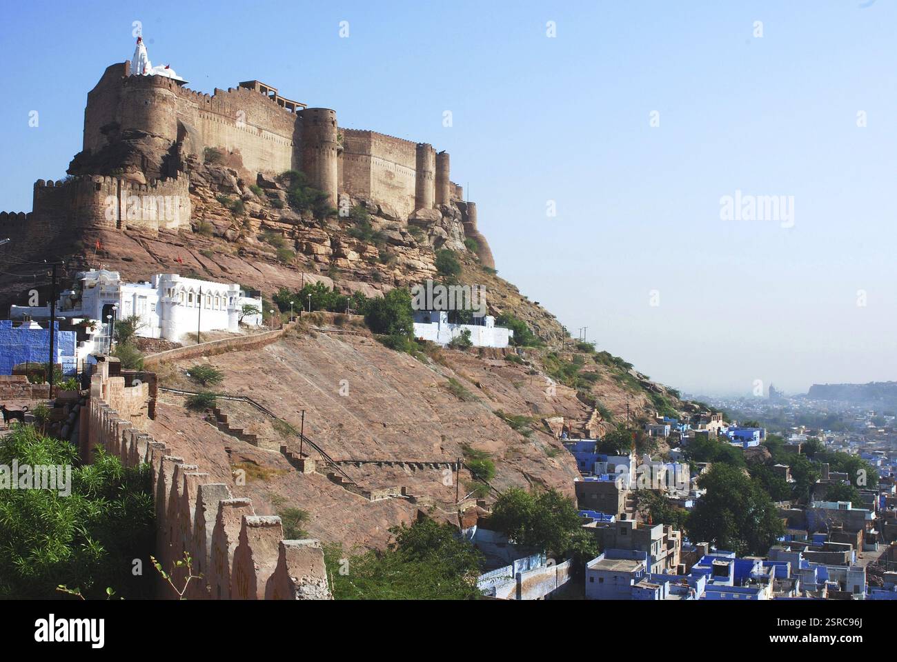 View of Mehrangarh fort from Pachetia hill Chamunda temple on top ...