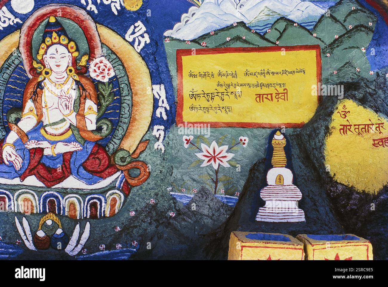 Tibetan painting and inscription, Darjeeling, west Bengal, India, Asia ...