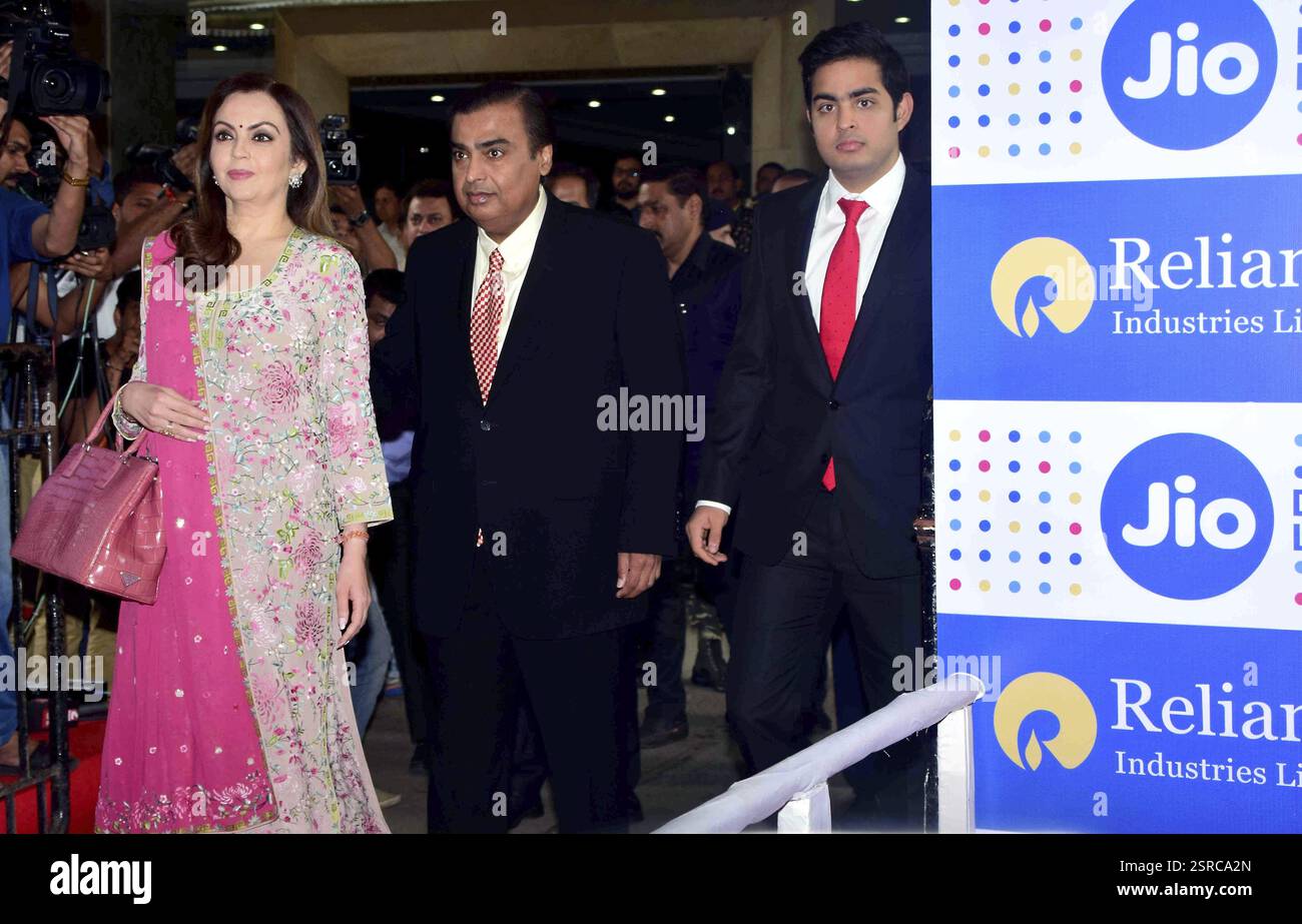 Reliance Industries Limited Chairman Mukesh Ambani Nita Ambani Akash Ambani Annual General ...
