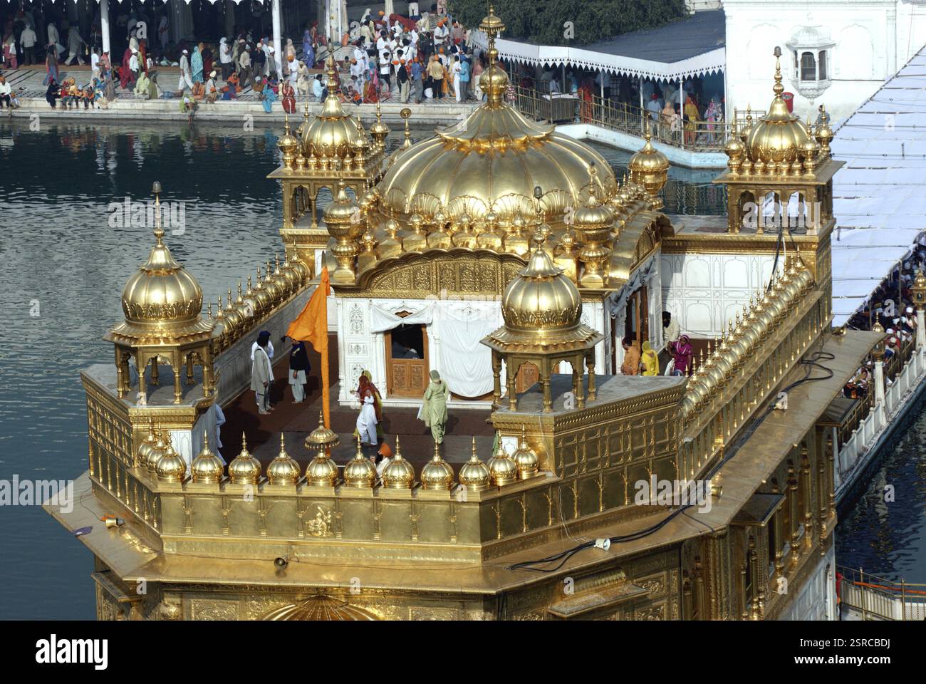 Devotees on last floor of Sri Harimandir Darbar Sahib or Golden temple ...