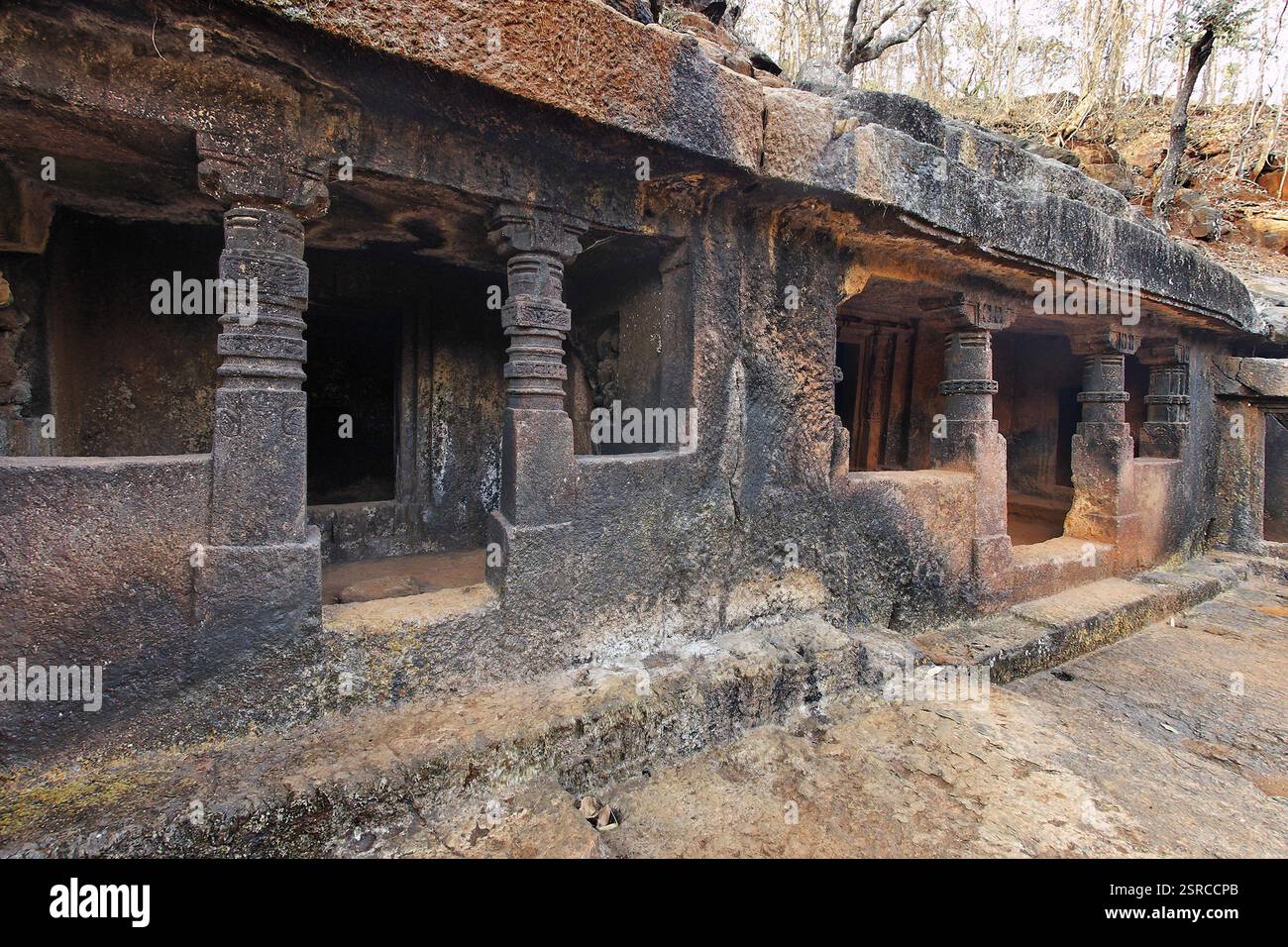 Entrance of cave number twenty-one to twenty-two in Panhale Kazi caves ...