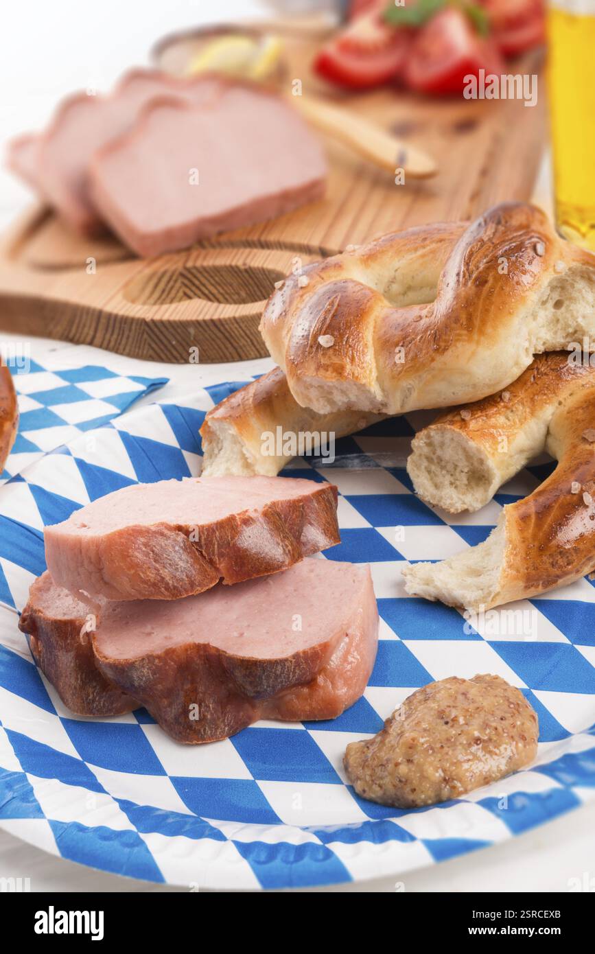 German liver cheese Stock Photo - Alamy