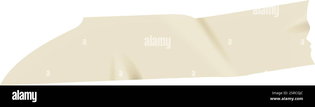 Beige adhesive tape featuring torn and wrinkled edges, creating a ...