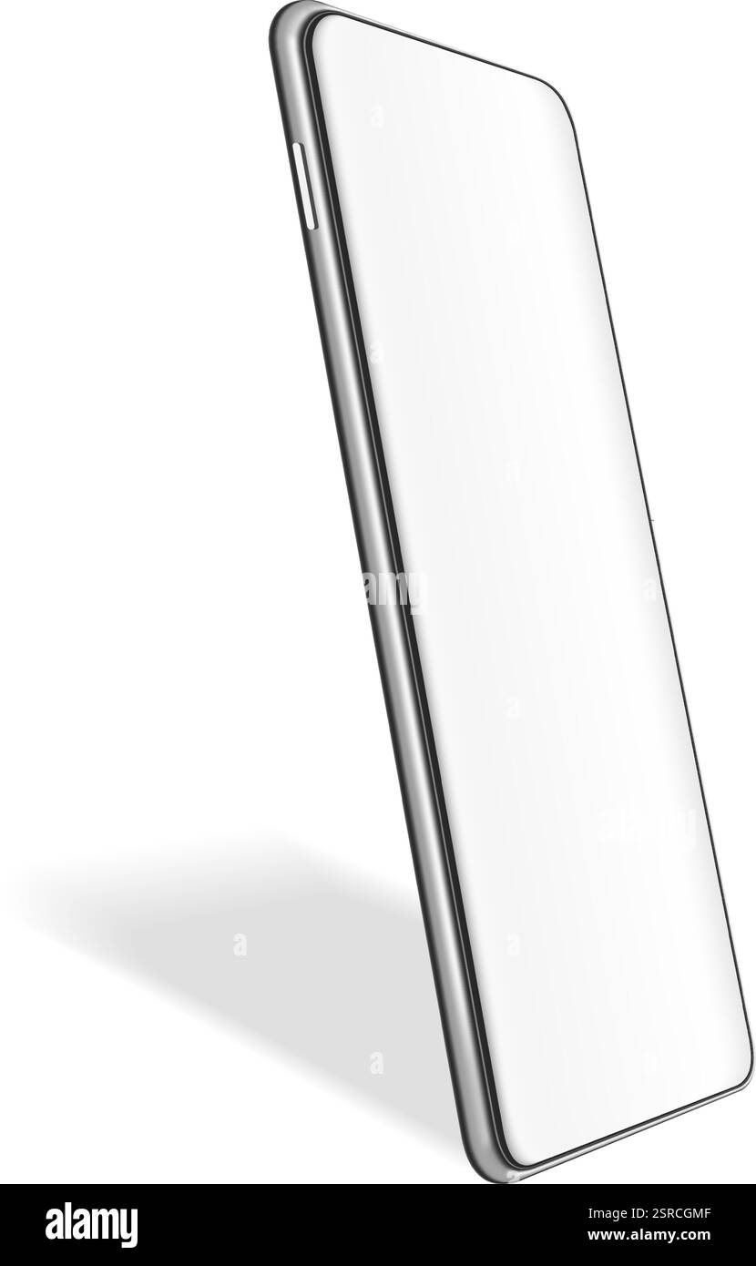 Realistic smartphone mockup displaying a blank white screen and soft ...