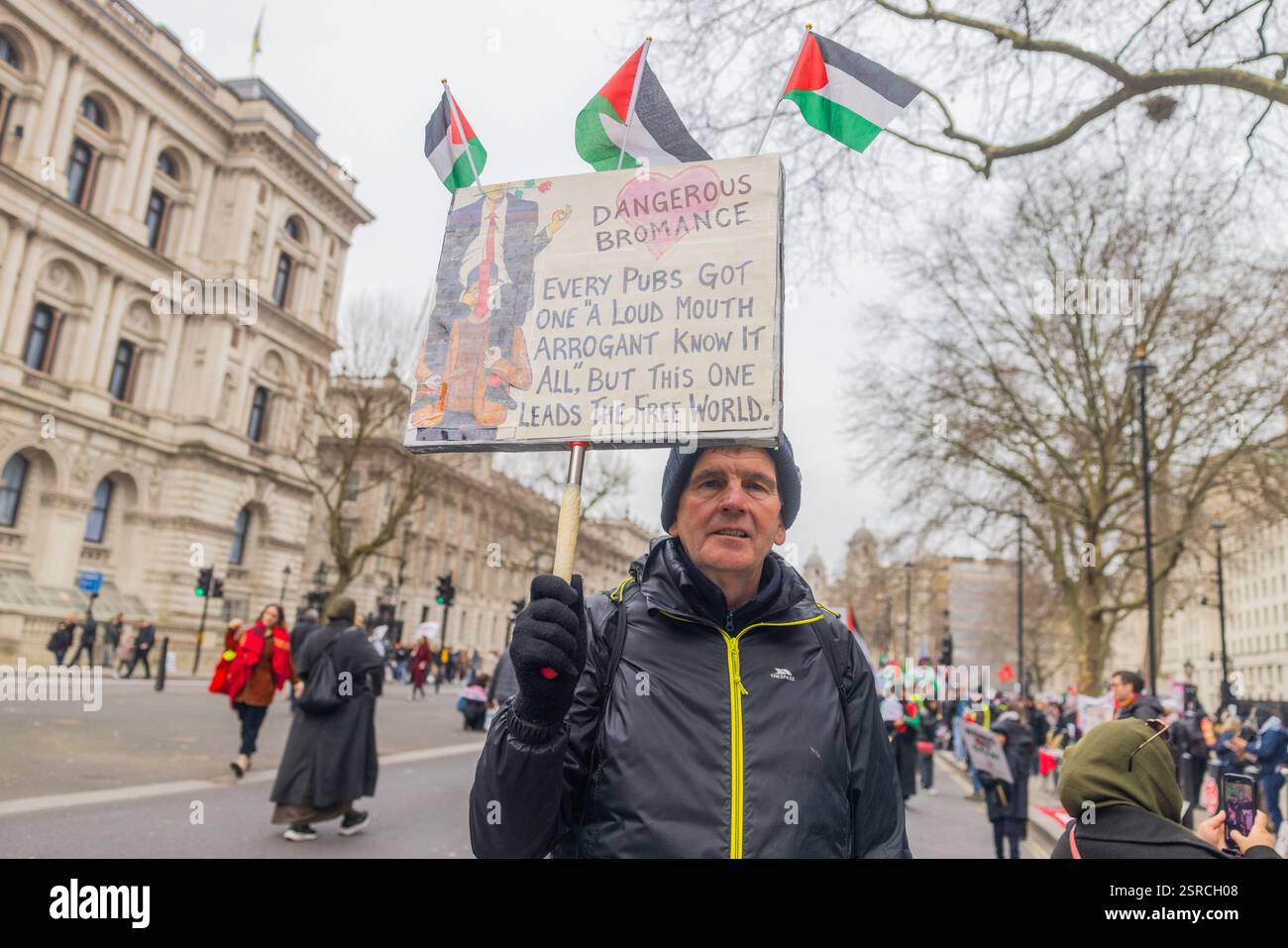 London, UK. 15 FEB, 2025. "Dangerous Bromance" sign as thousands ...