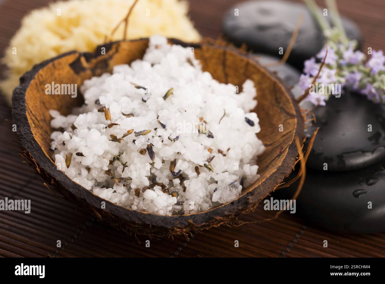 Homemade skin exfoliant (skin scrub) of sea salt, olive oil and ...