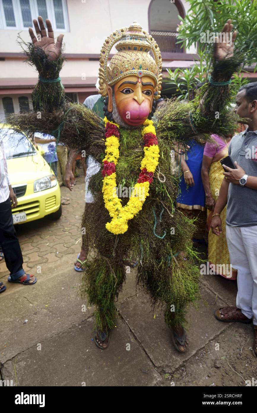 Traditional Kummatti dancers wear wooden masks various gods Kummatti ...