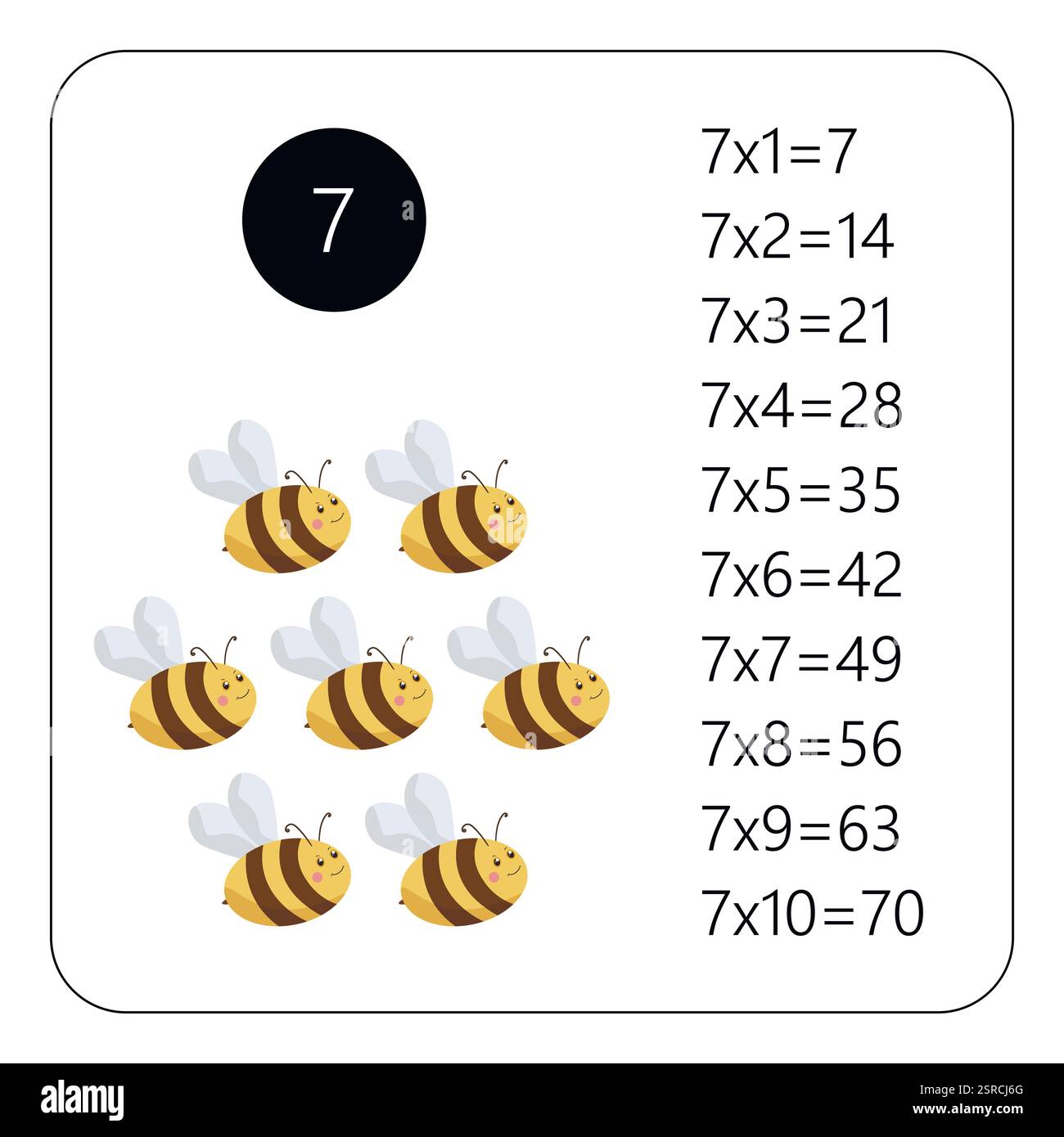 Multiplication Square. School vector illustration with bee ...