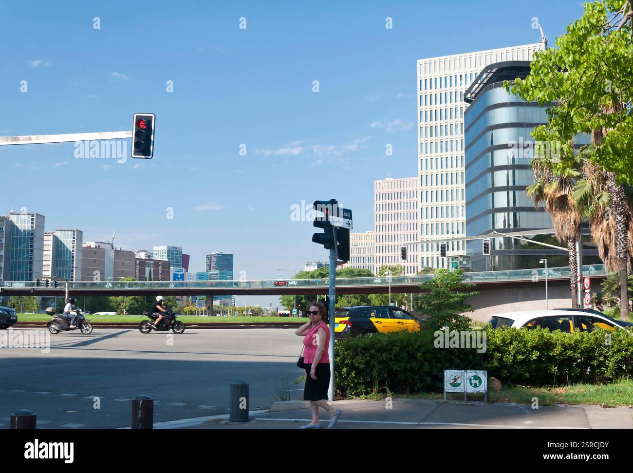Cityscape with Modern architecture from plaza Ildefons Cerdà in ...