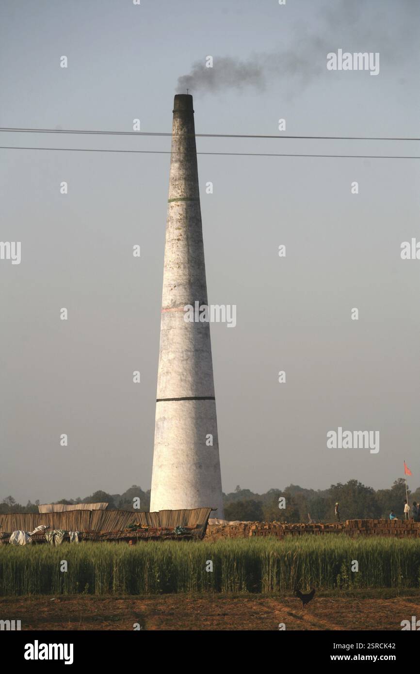 Brick factory chimney in Jharkhand, India, Asia Stock Photo - Alamy