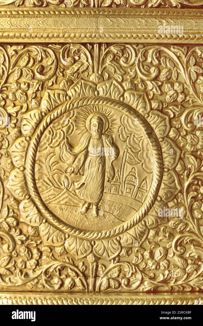 Sikhism Gurudwara Gold plated wall with floral and figurative motifs ...