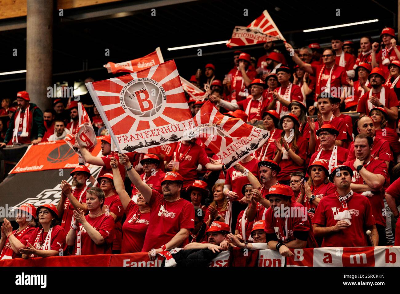Weissenfels, Deutschland. 15th Feb, 2025. Fans der Bamberg Baskets VIMODROM TOP FOUR 2025 ...