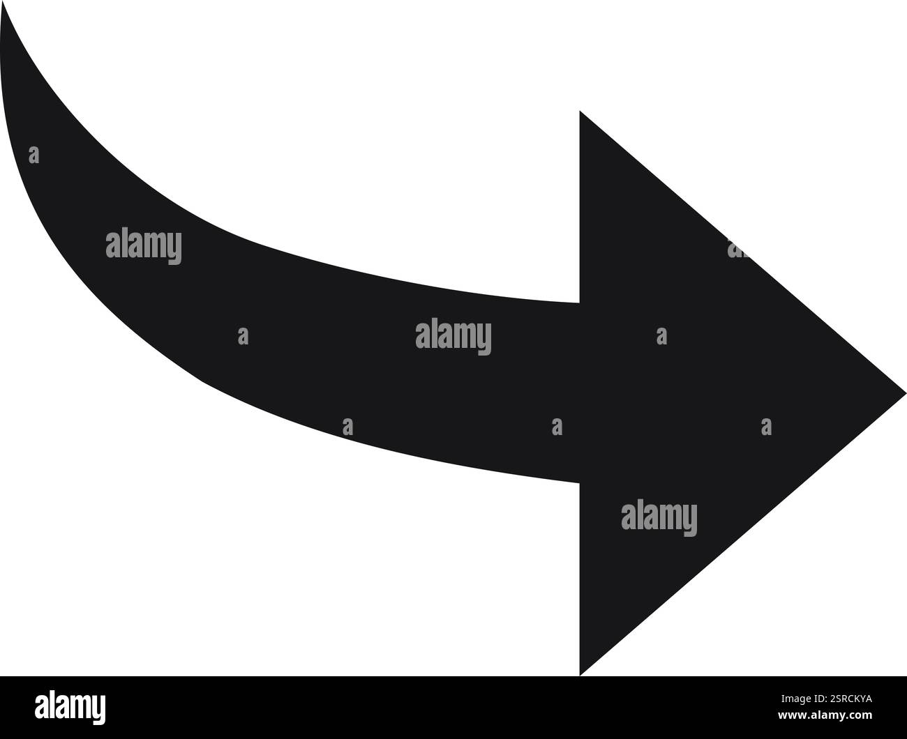 Simple black curved arrow pointing to the right on a white background ...