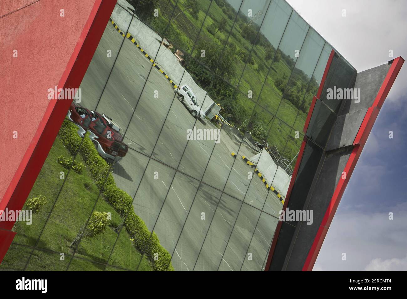 Reflection on glass building, India, Asia Stock Photo - Alamy