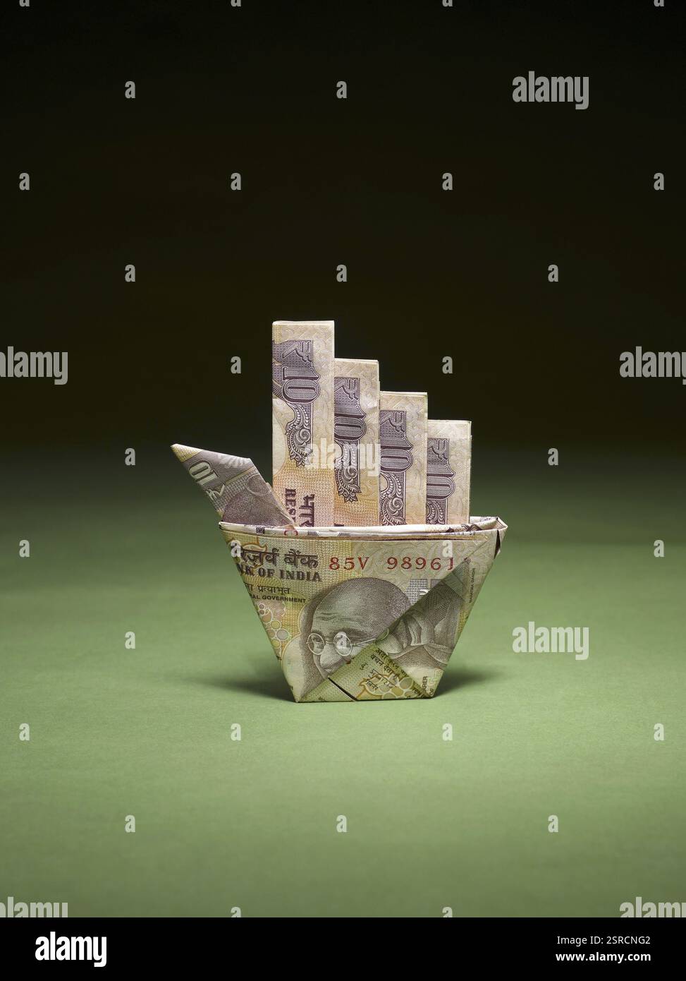 Origami indian currency India Asia Stock Photo - Alamy