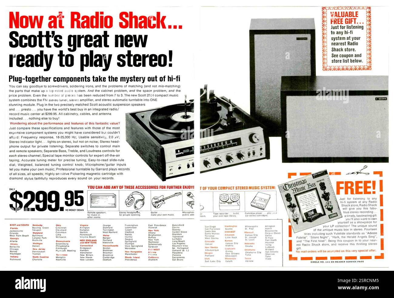 1967 US Scott hi fi stereo system at Radio Shack christmas gift ad Stock Photo - Alamy