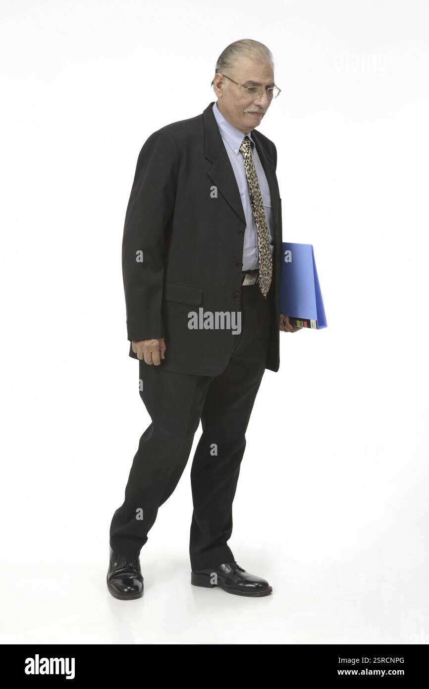 Old man holding file in his hand and walking MR # 703B Stock Photo - Alamy