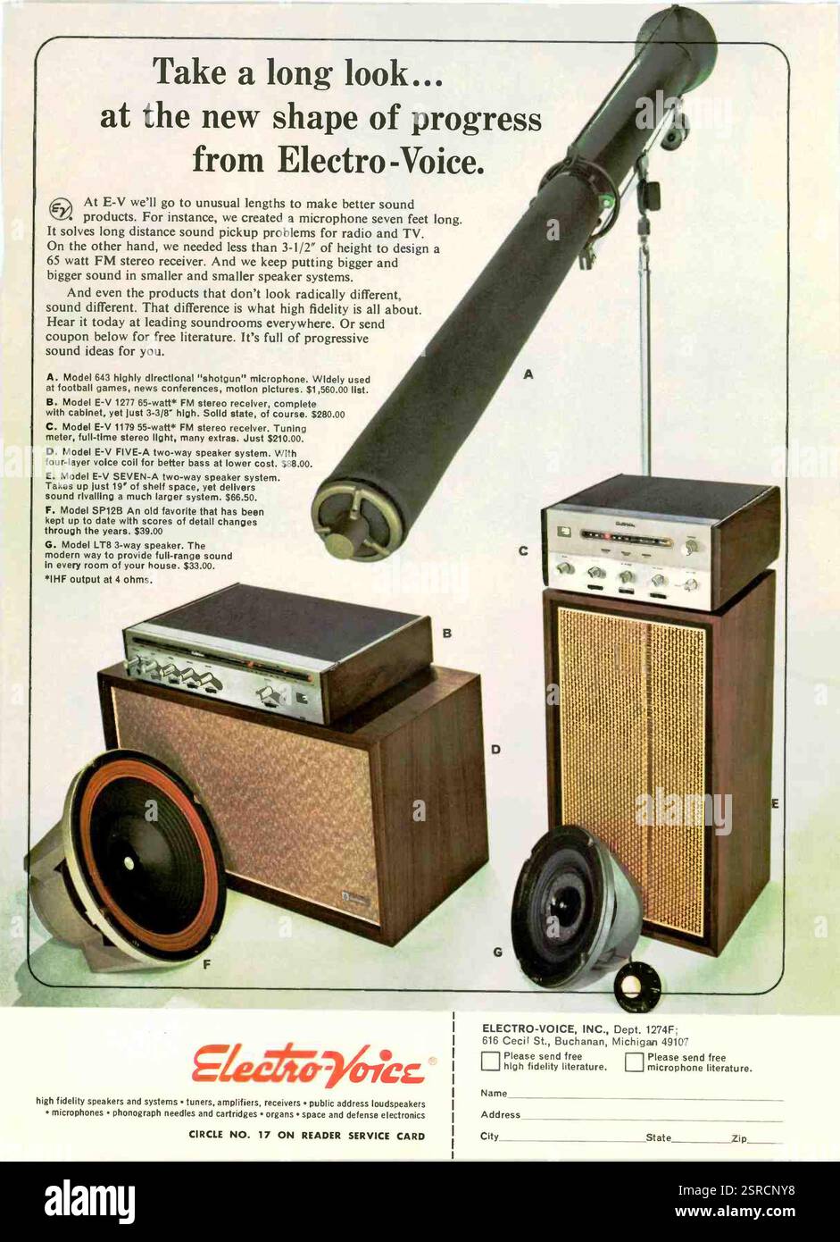 1967 US Electro-Voice EV shotgun microphone, speaker system, receiver ...