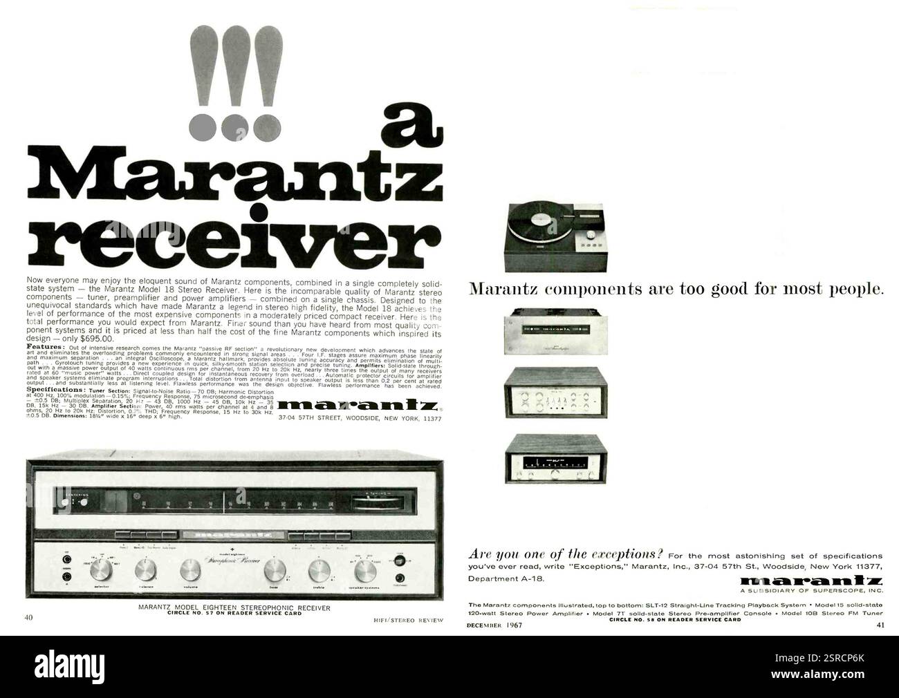 1967 US Marantz 18 stereophonic receiver ad Stock Photo - Alamy