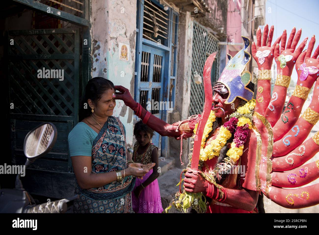Woman dress as Hindu Goddess Kali, Tamil Nadu, India, Asia Stock Photo ...
