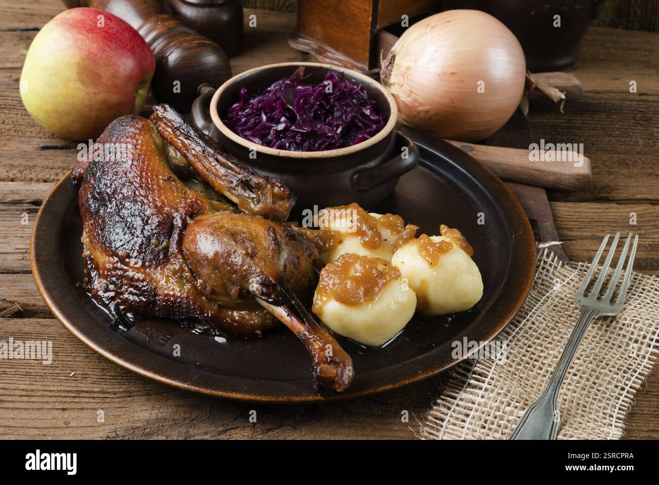 Duck with dumplings and pickled plum Stock Photo - Alamy