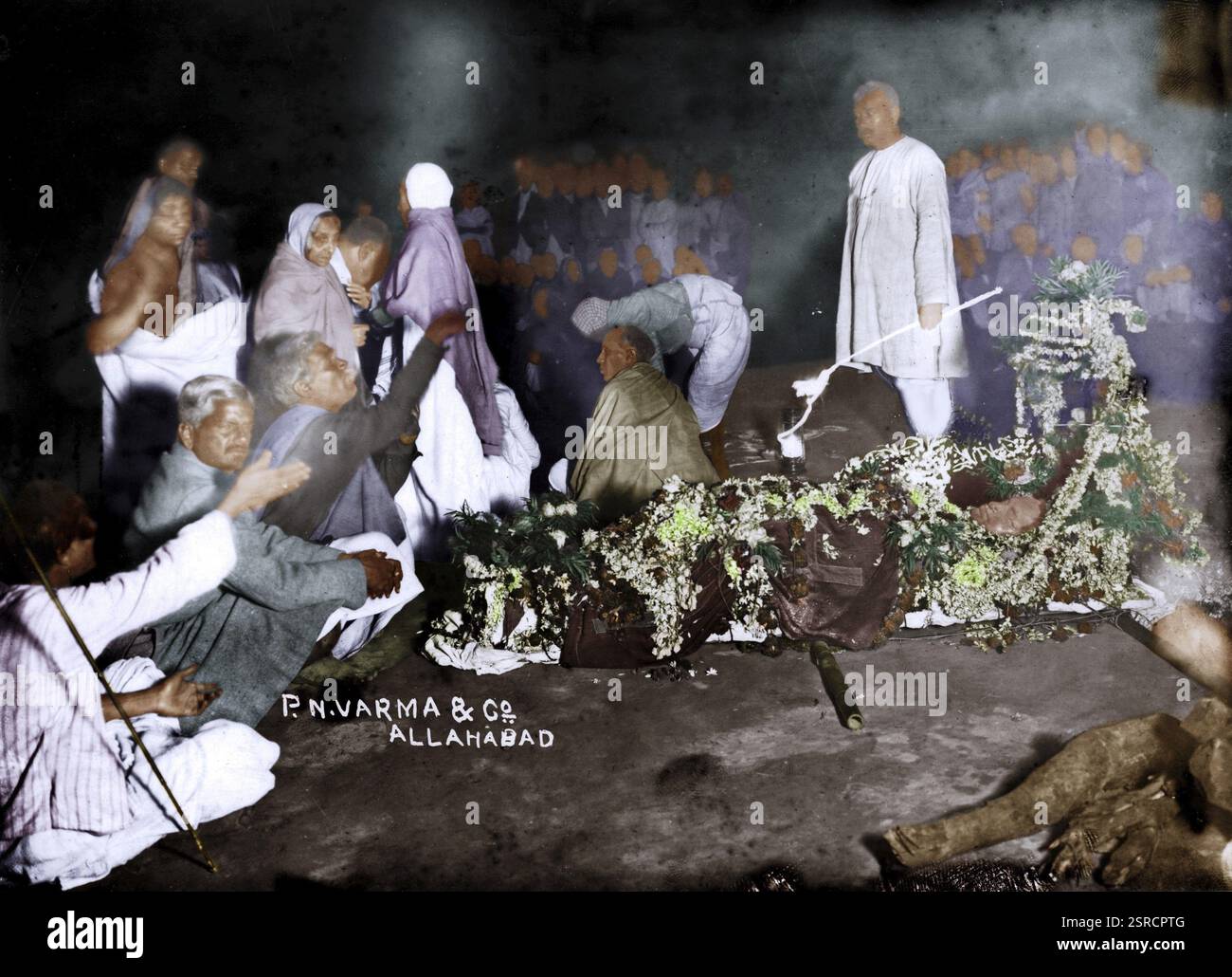 Mahatma Gandhi at funeral of Pandit Motilal Nehru, Uttar Pradesh, India ...