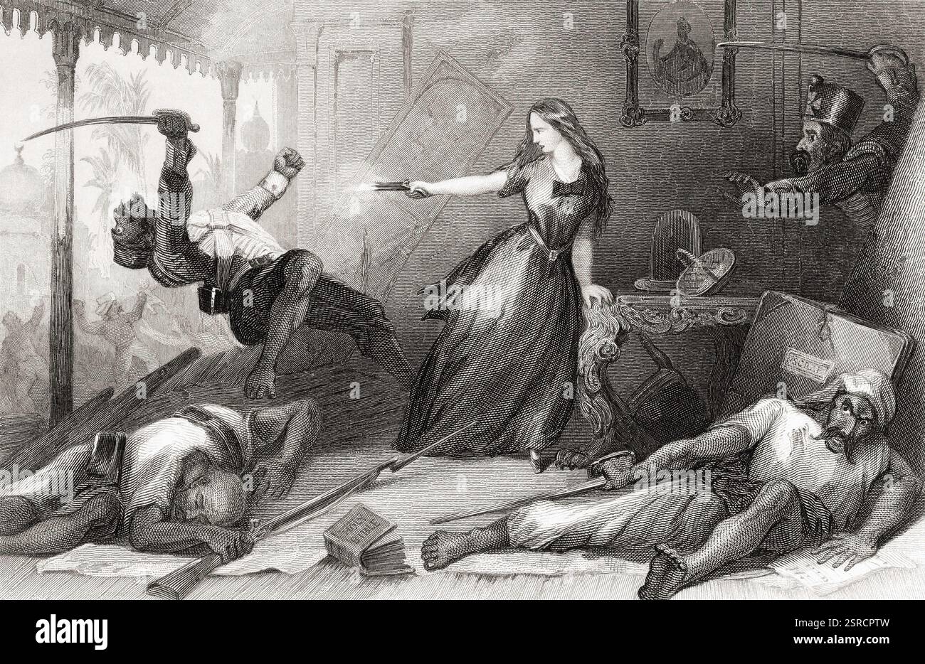 Miss Wheeler defending herself against Sepoy at Cawnpore, India, Asia ...