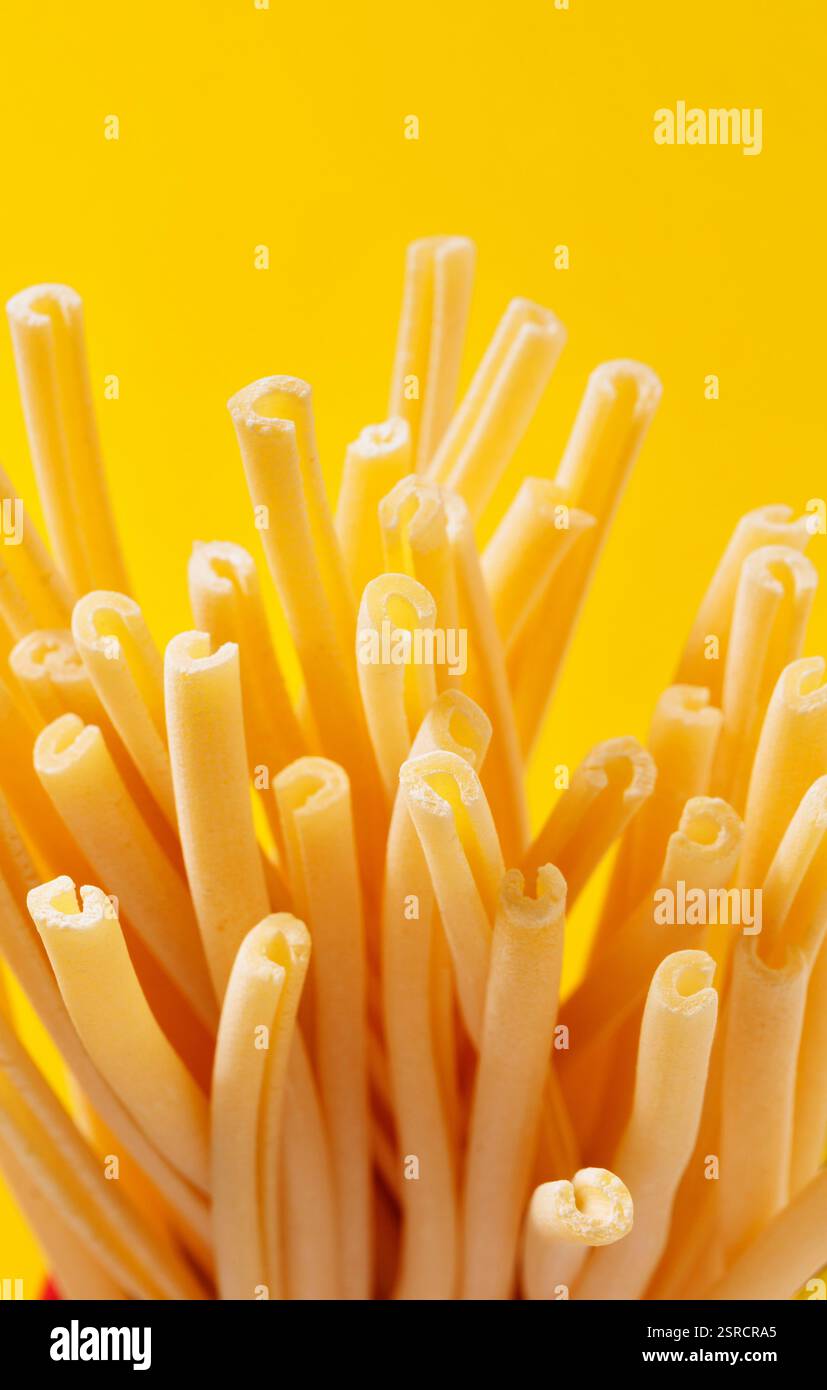 Italian pasta maccheroni ,long and thick pasta made with durum wheat ...