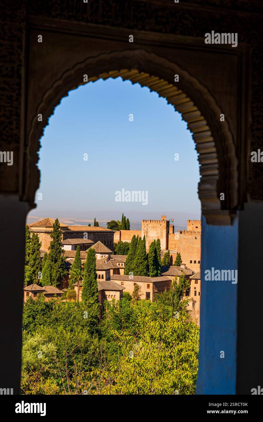 Framed View of the Alhambra Through Generalife’s Arched Window Amidst ...