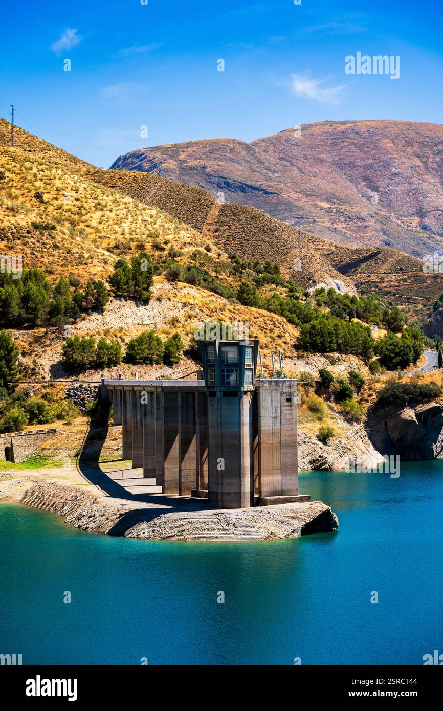 Canales Reservoir Dam in Granada: Concrete Structure Amidst Arid ...
