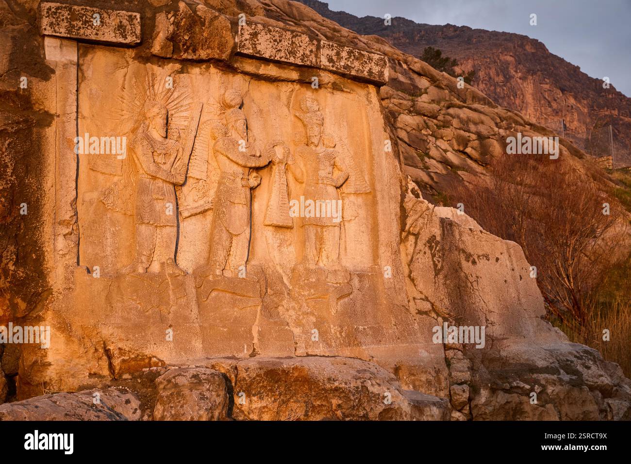 Ancient persian relief in Taq-e Bostan in Kermanshah city, Iran Stock ...